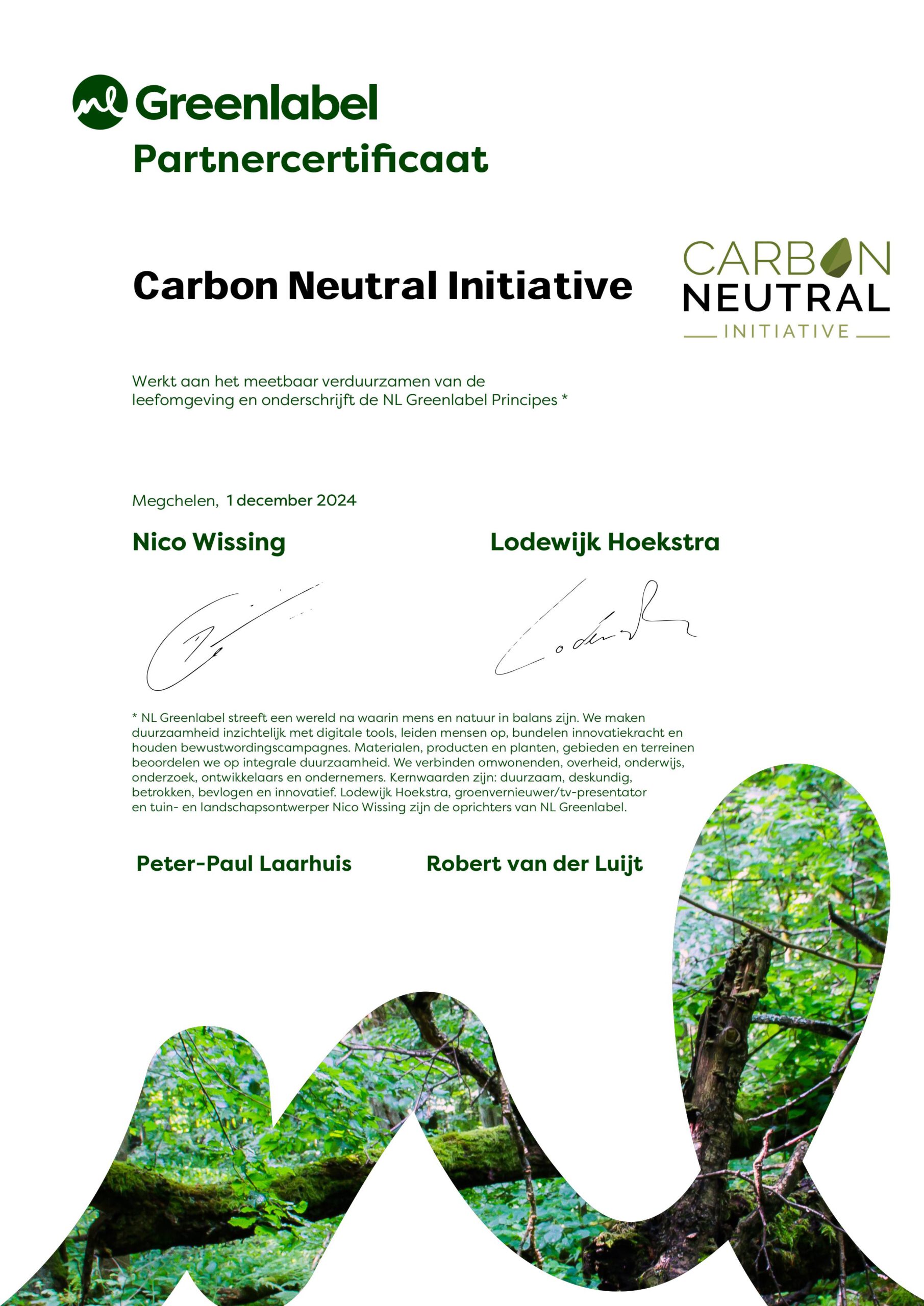 Wij zijn officieel partner van NL Greenlabel! - Carbon Neutral Initiative